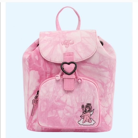 Valfre | Bags | Valfr X Loungefly Pink Acid Wash Denim Angel Backpack ...